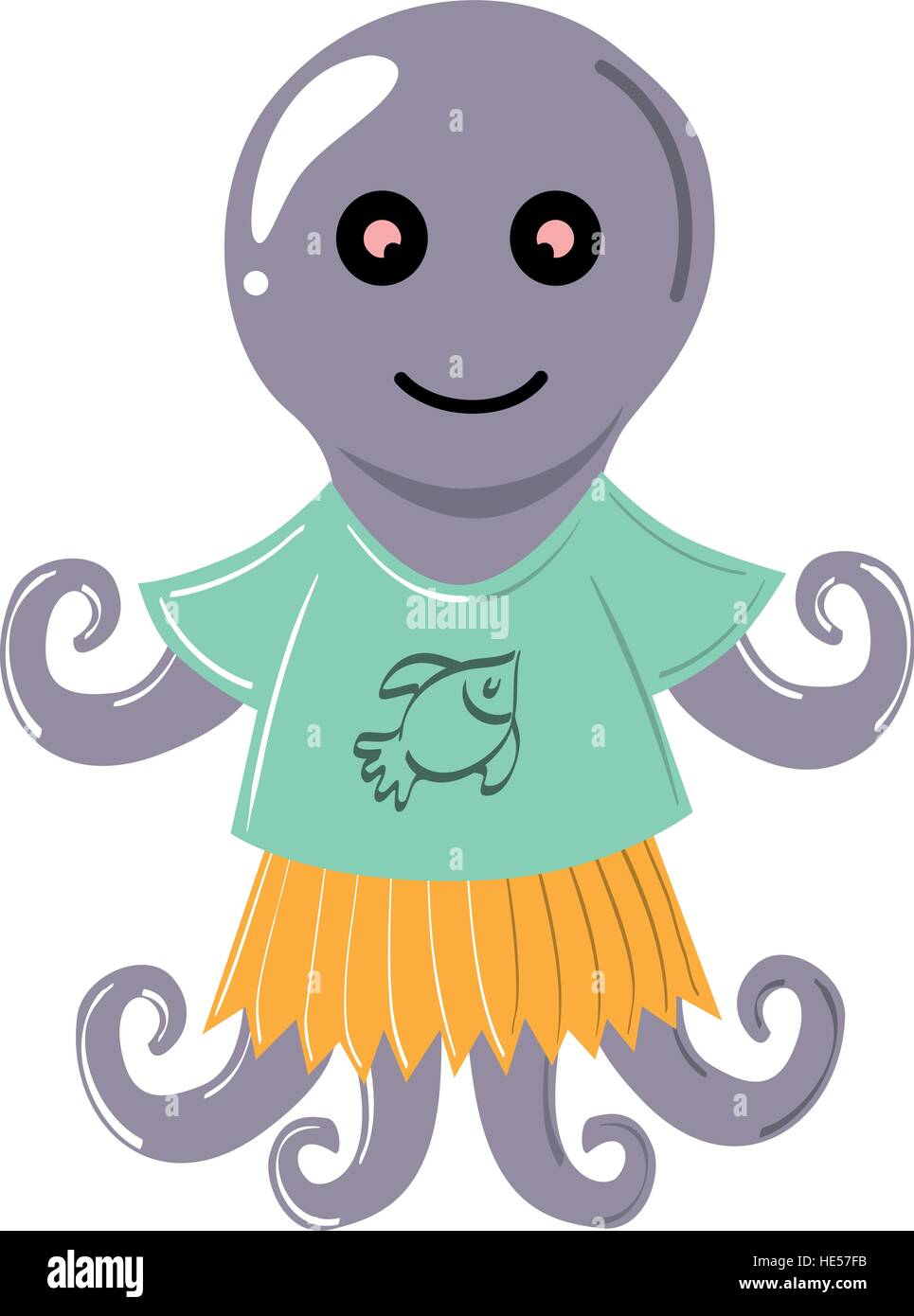 Cute childish octopus character Stock Vector Images - Alamy