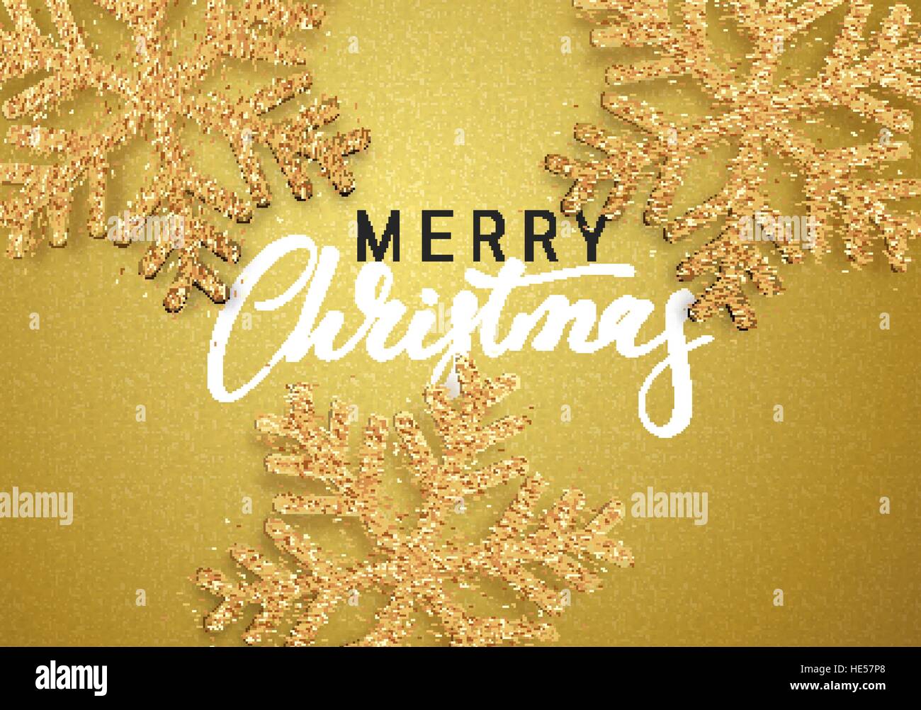 Christmas background gold color with beautiful snowflakes Stock Vector ...