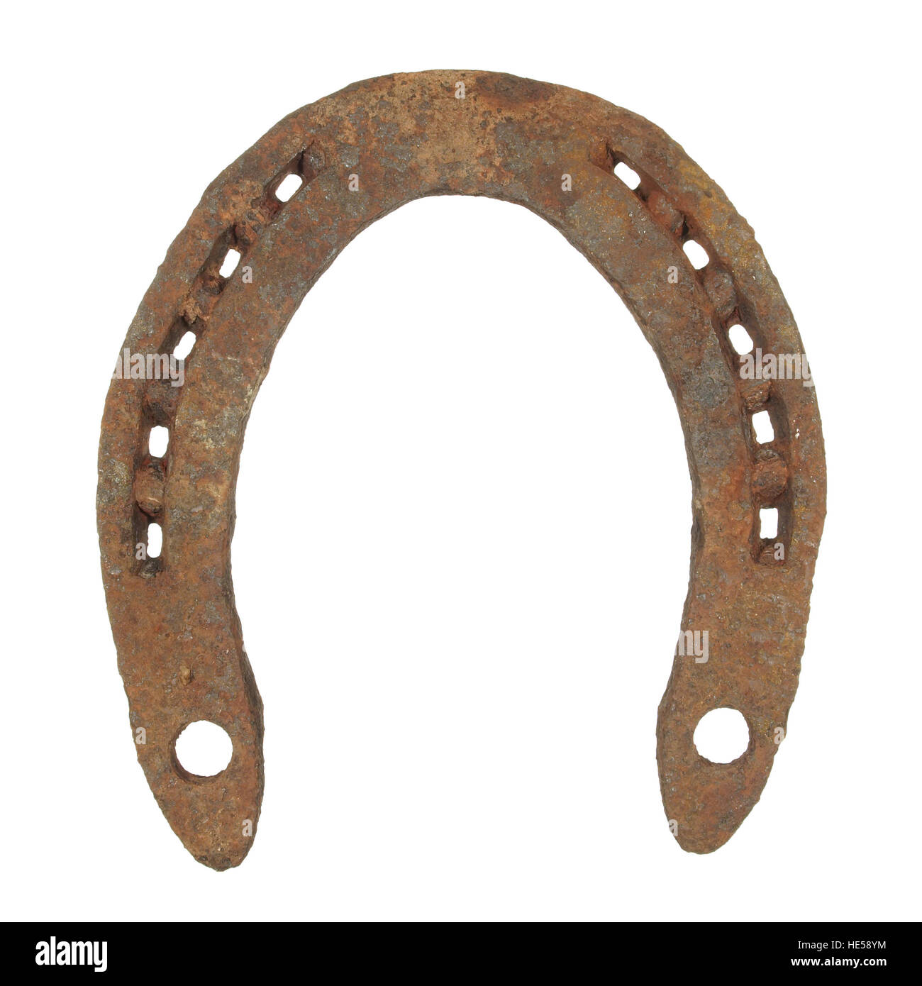 Old worn rusty steel horseshoe Isolated on white background Stock Photo ...