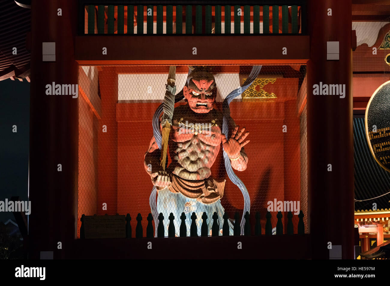 Wooden statue of the Deva King as temple guardian, Asakusa, Tokyo ...