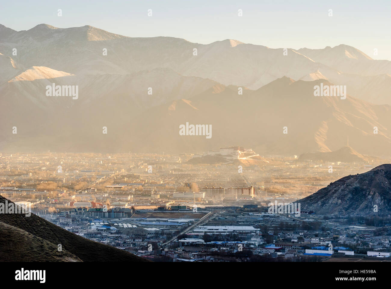 Lhasa: View of Lhasa with the Potala, Tibet, China Stock Photo - Alamy