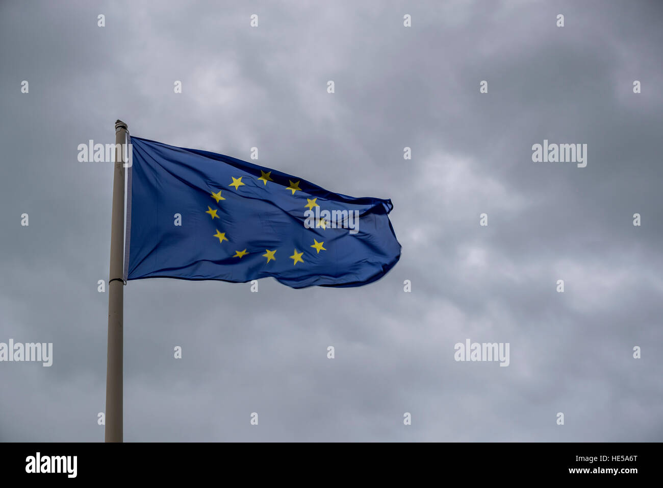 European Union flag flying in a strong wind, Dunkirk, France Stock ...