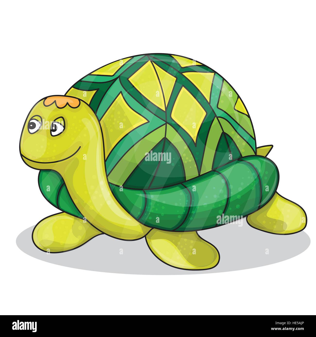 Happy little cartoon turtle smiling vector illustration Stock Vector ...