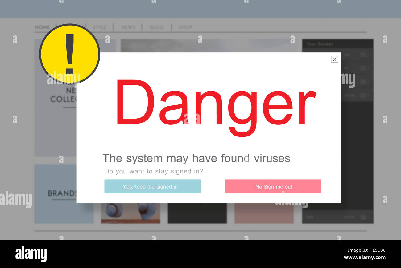 Exclamation Warning Caution Popup Concept Stock Photo - Alamy