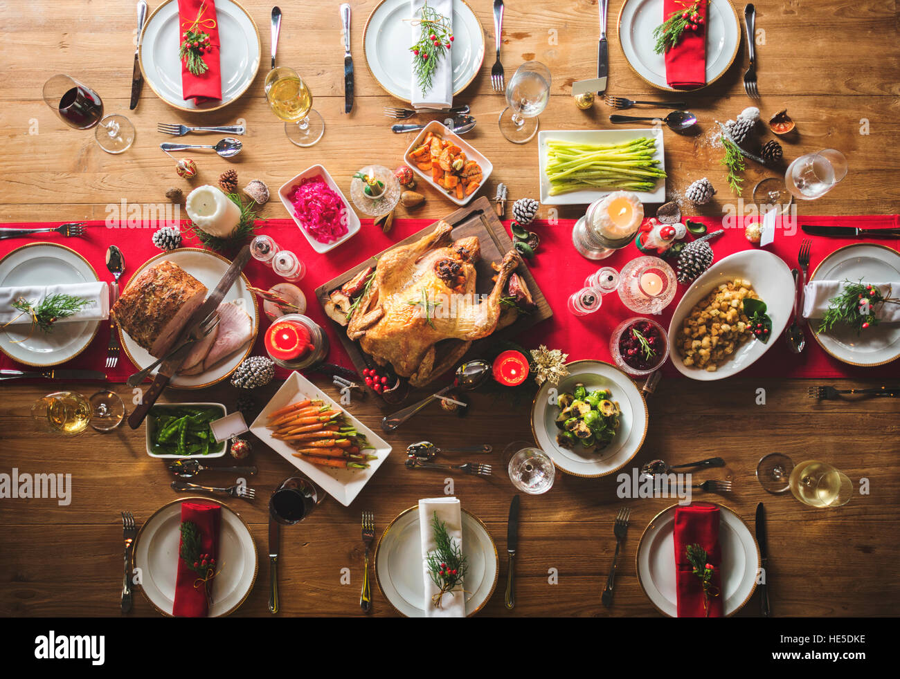 Christmas Family Dinner Table Concept Stock Photo - Alamy