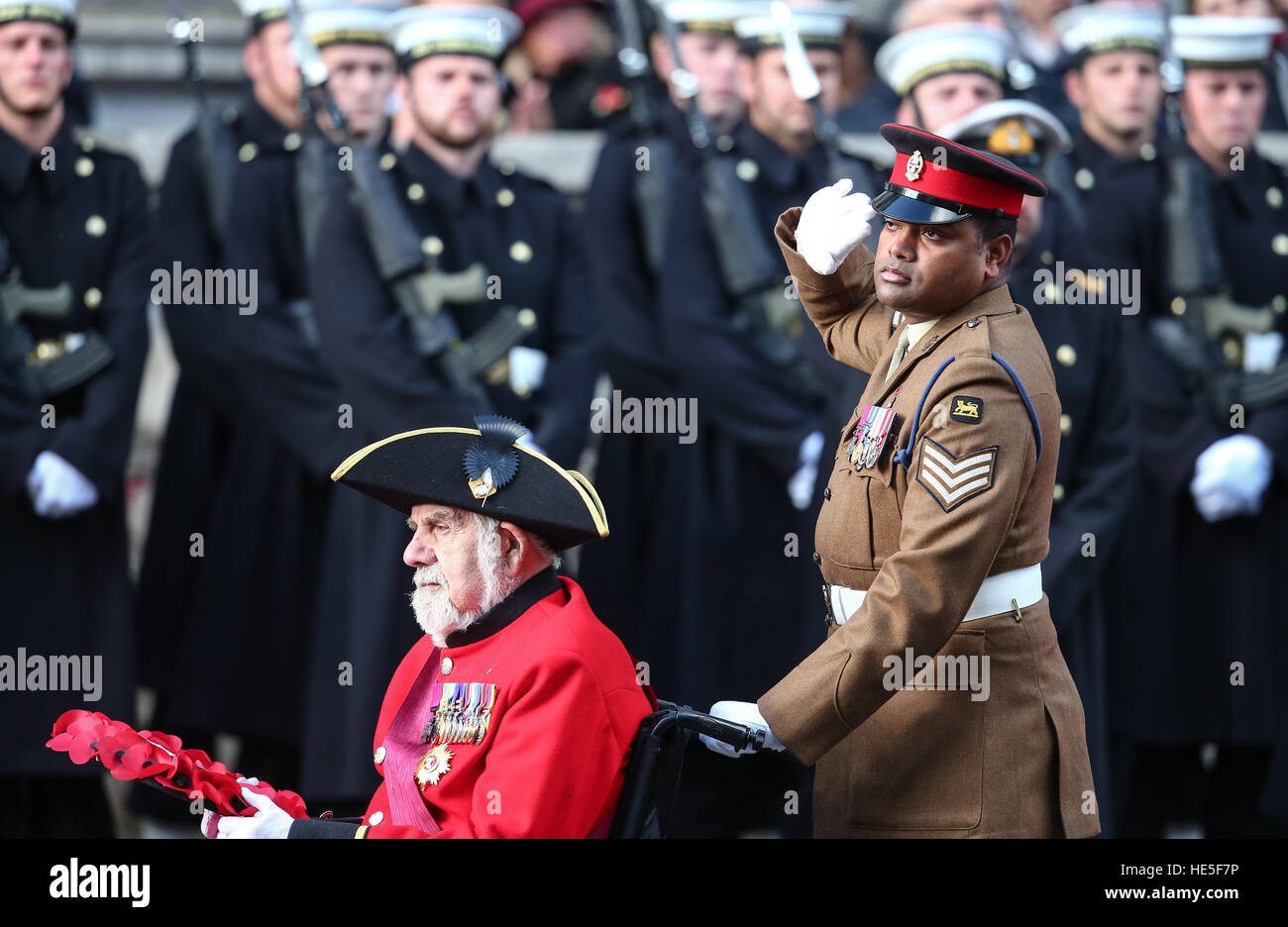 The Queen, Along with other senior members of the Royal family, leads ...