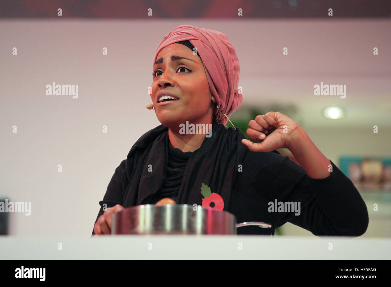 Nadiya Hussain during a cookery demonstration at the 'BBC Good Food ...