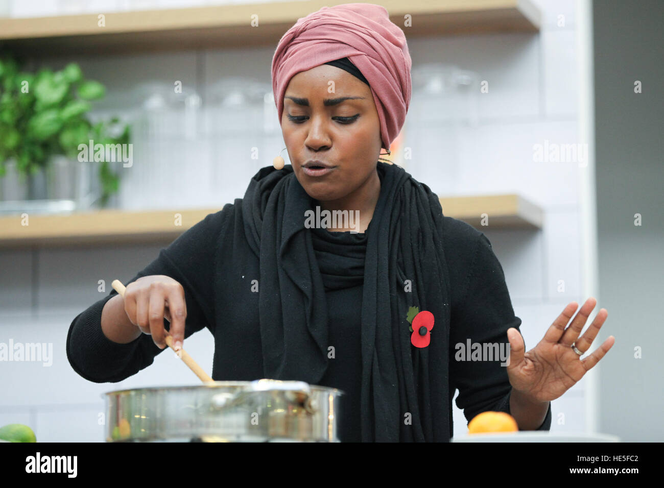 Nadiya Hussain during a cookery demonstration at the 'BBC Good Food ...