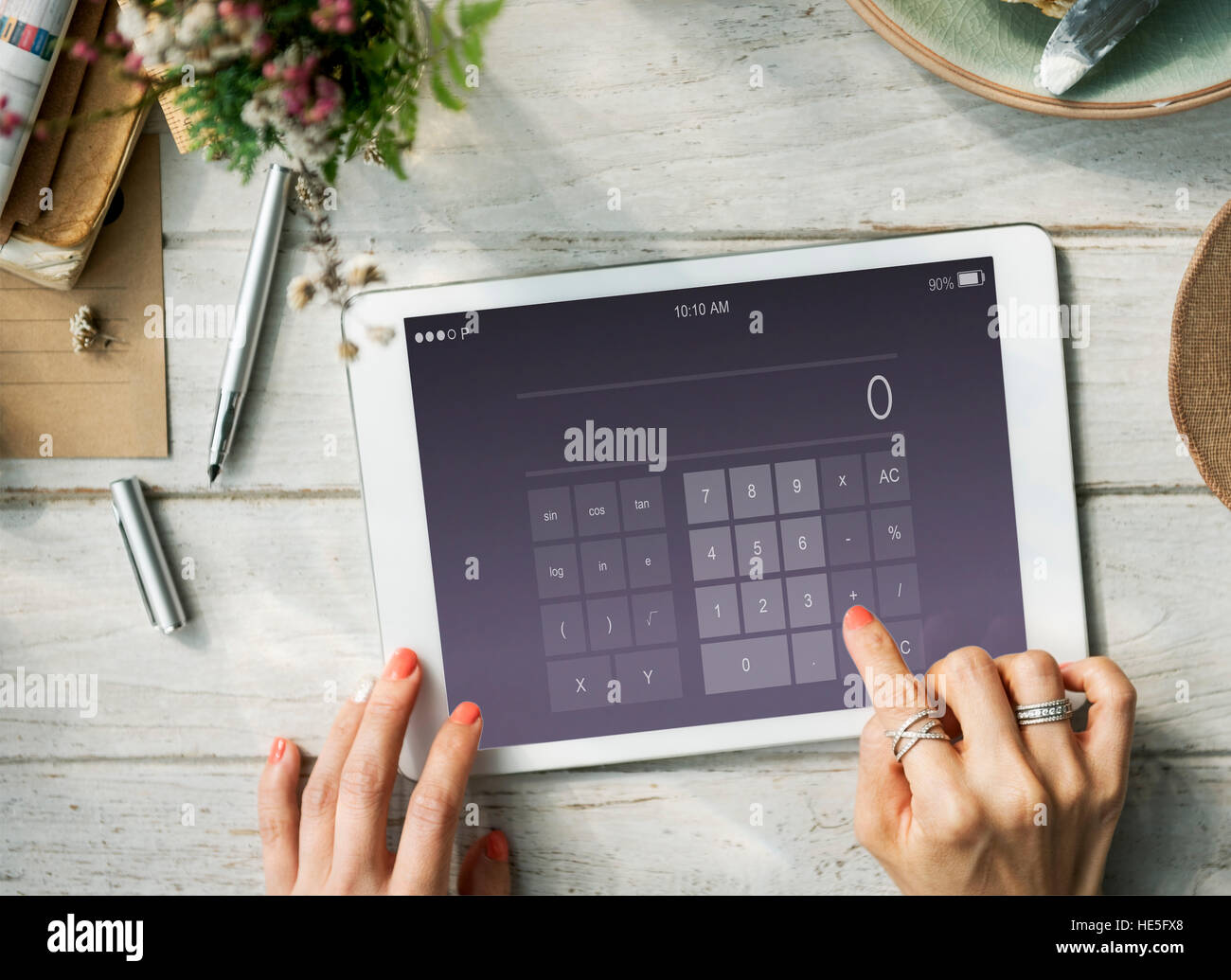 Calculator Calculate Accounting Aplication Concept Stock Photo - Alamy