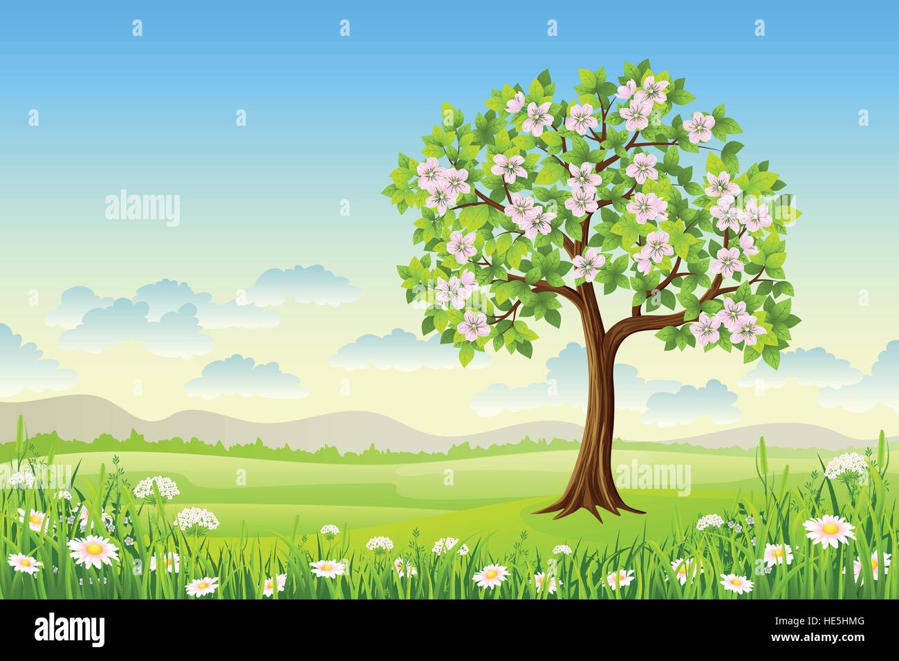 Deciduous flowering Stock Vector Images - Alamy