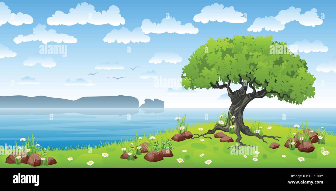 Coastal landscape кщслн green Stock Vector Images - Alamy