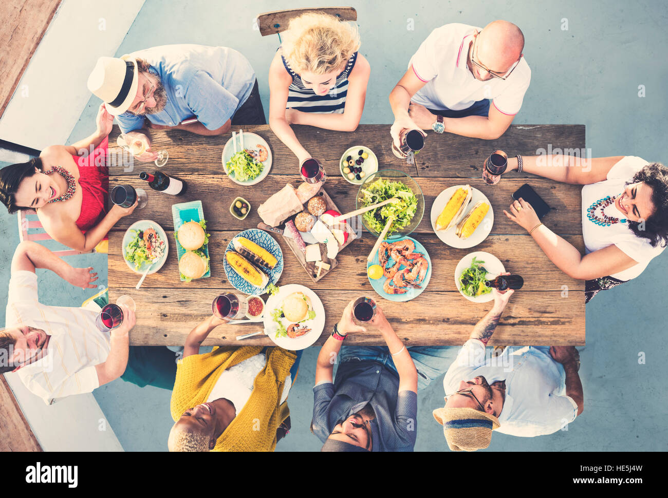 Group Of People Dining Concept Stock Photo - Alamy