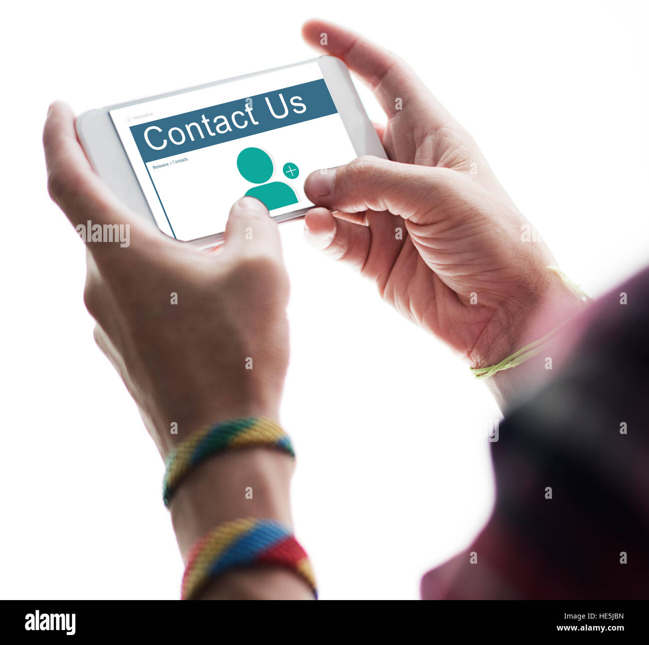 Contact us mobile woman hi-res stock photography and images - Alamy