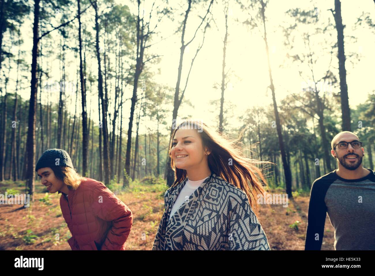 Friends Explore Nature Outdoors Concept Stock Photo - Alamy