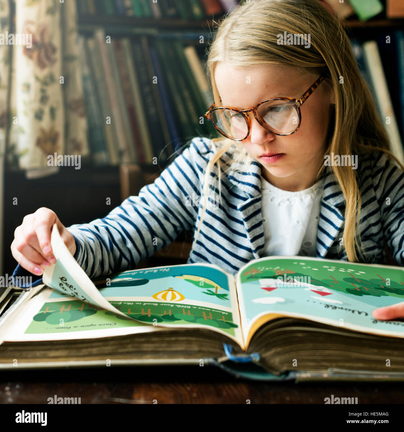 Adorable Cute Girl Reading Storytelling Concept Stock Photo - Alamy