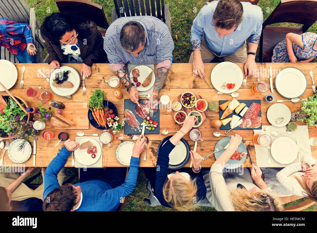 Group Of People Dining Concept Stock Photo - Alamy