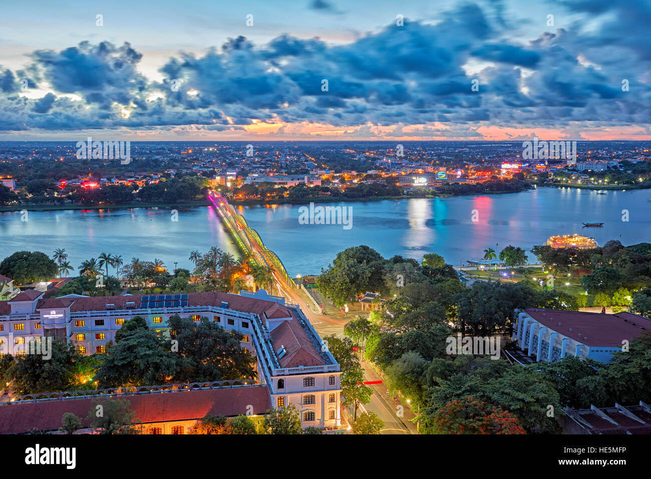 Elevated city view at dusk. Hue, Vietnam Stock Photo - Alamy
