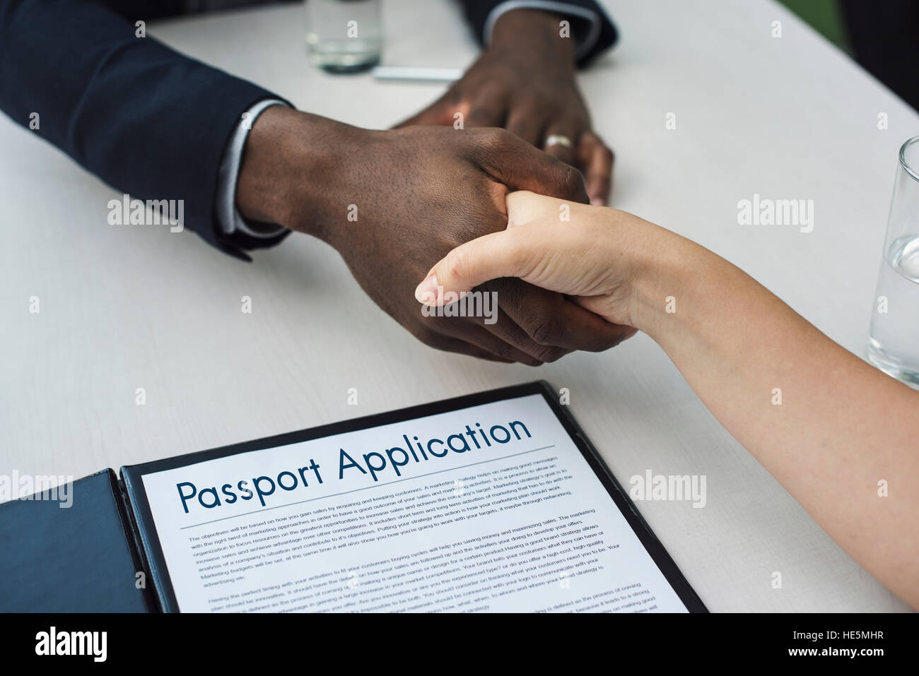 Application Form Hand Shake Agreement Concept Stock Photo - Alamy