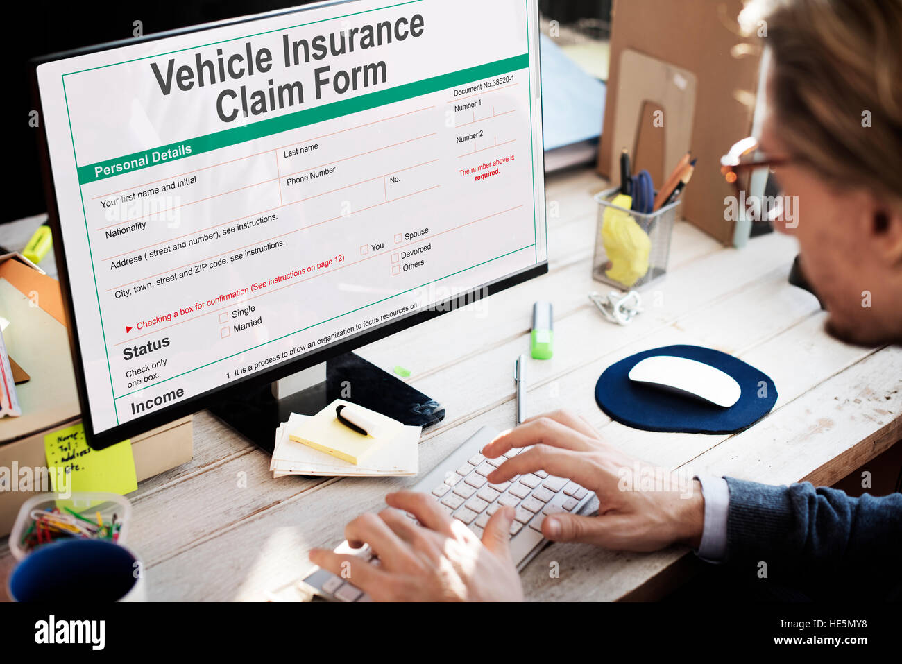 Vehicle Car Insurance Claim Form Concept Stock Photo - Alamy