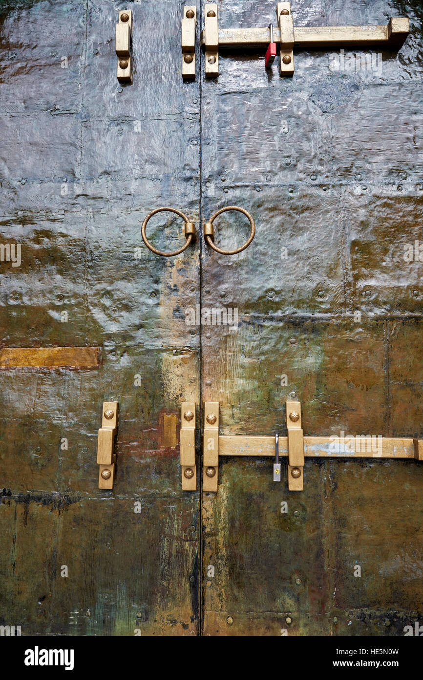 Closed doors of the Royal Crypt (Huyen Cung) at the Tomb of Tu Duc. Hue ...