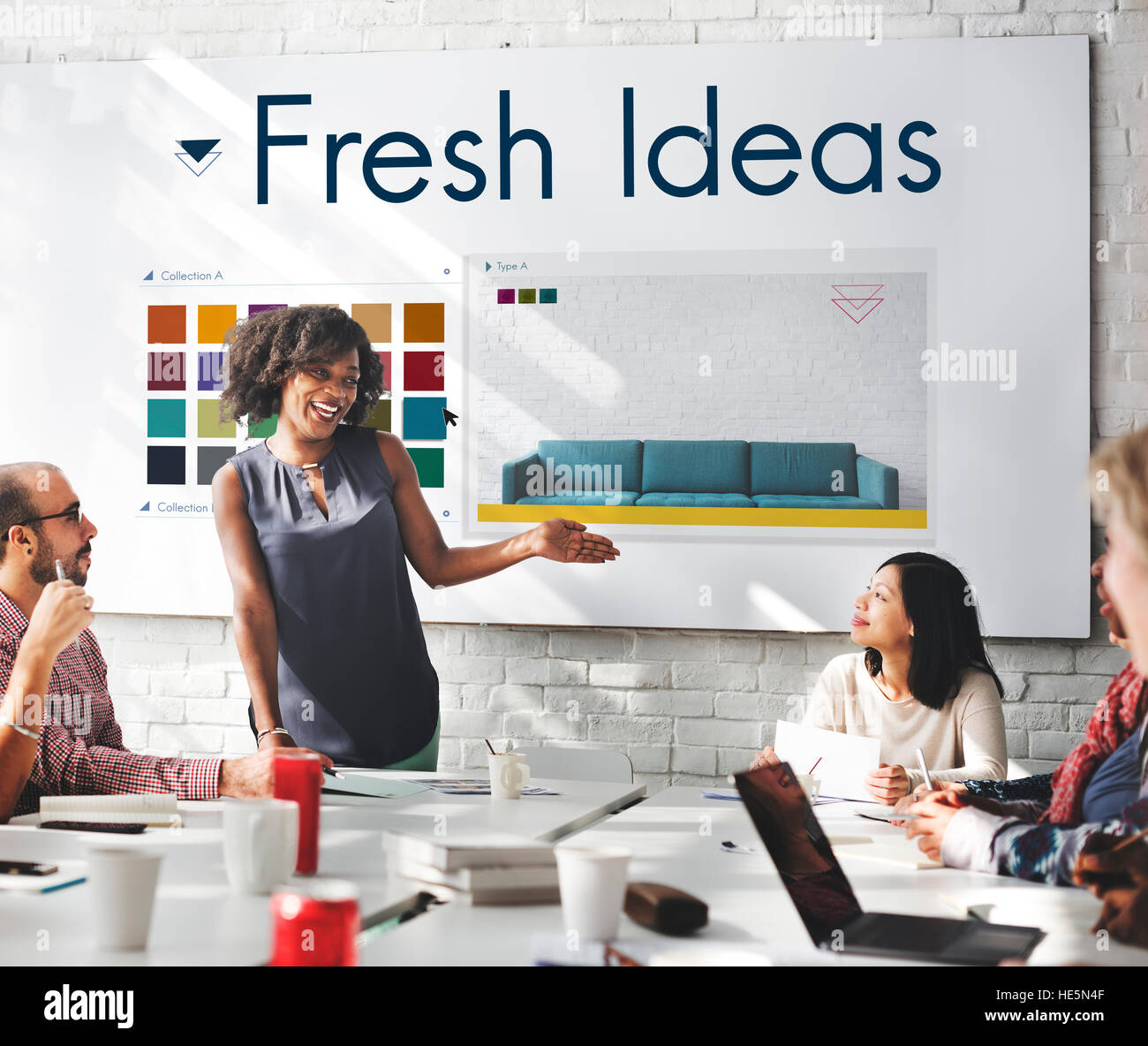 Fresh Ideas Be Creative Inspiration Design Logo Concept Stock Photo - Alamy