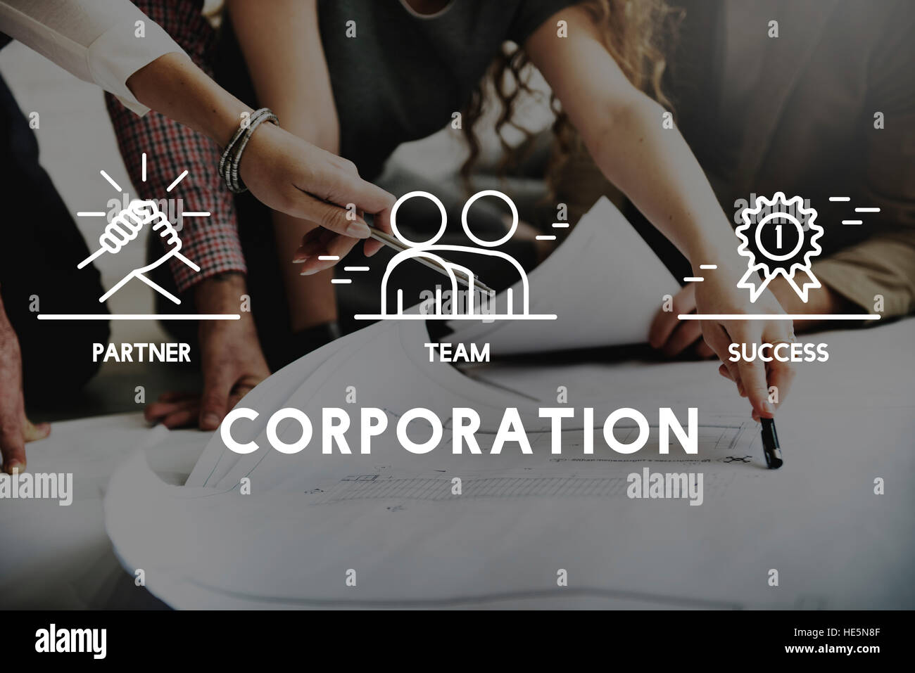 Business Collaboration Teamwork Corporation Concept Stock Photo - Alamy