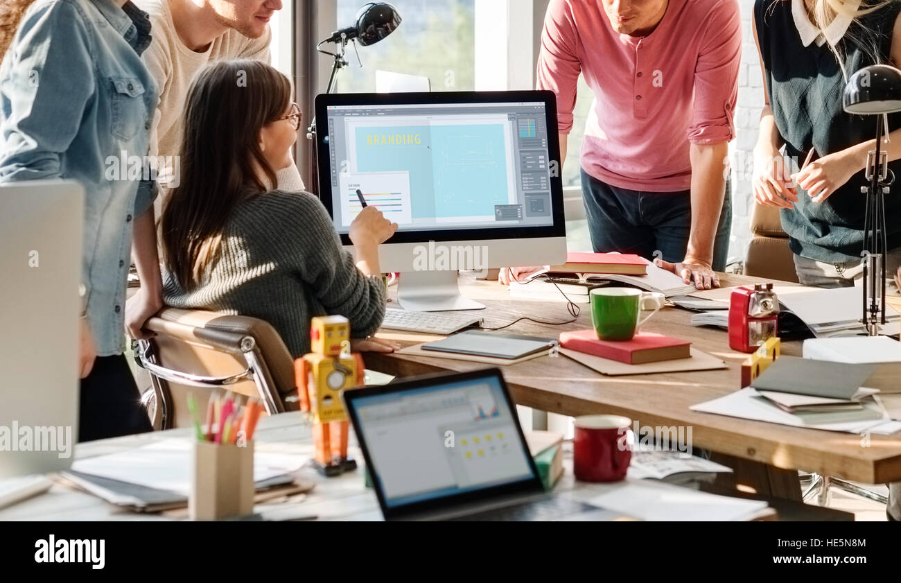 Teamwork Discussion Meeting Brainstorming Start up Concept Stock Photo ...