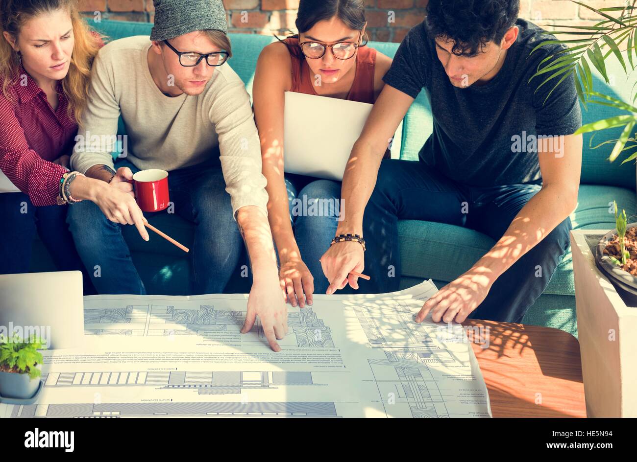 People Meeting Discussion Design Talking Blueprint Concept Stock Photo ...