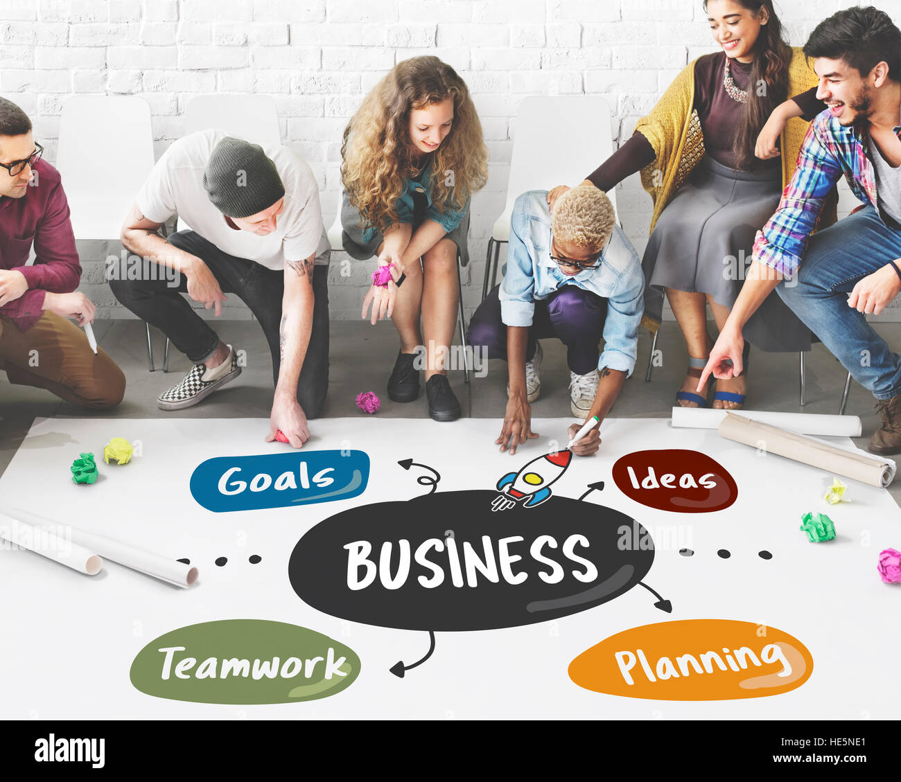 Goals Ideas Strategy Diagram Concept Stock Photo - Alamy