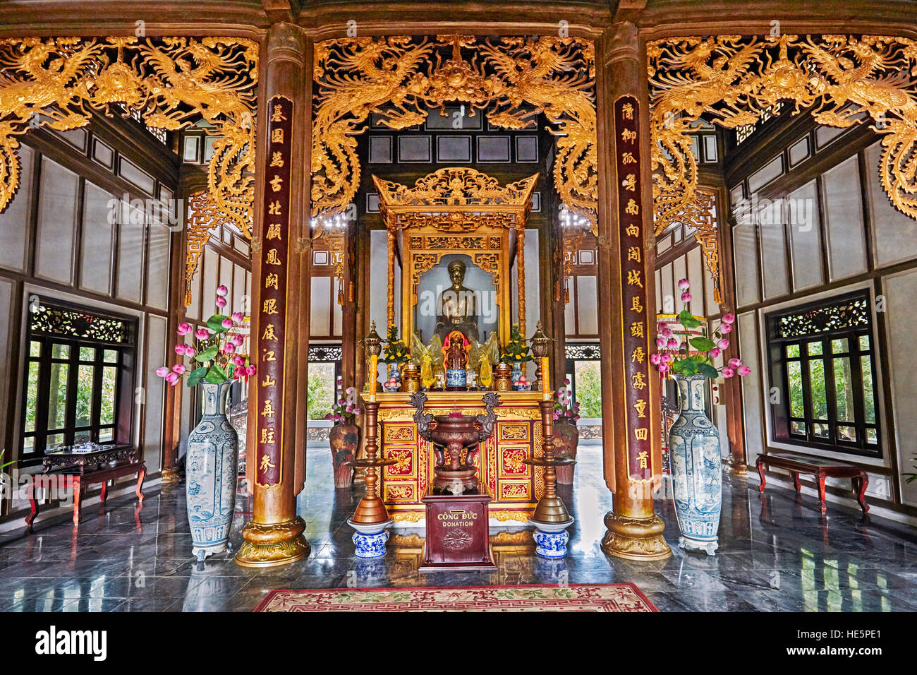 Interior of the Huyen Tran Princess Temple at the Huyen Tran Cultural ...