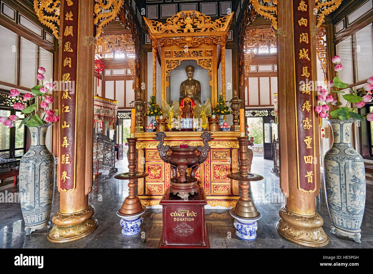 Interior of the Huyen Tran Princess Temple at the Huyen Tran Cultural ...