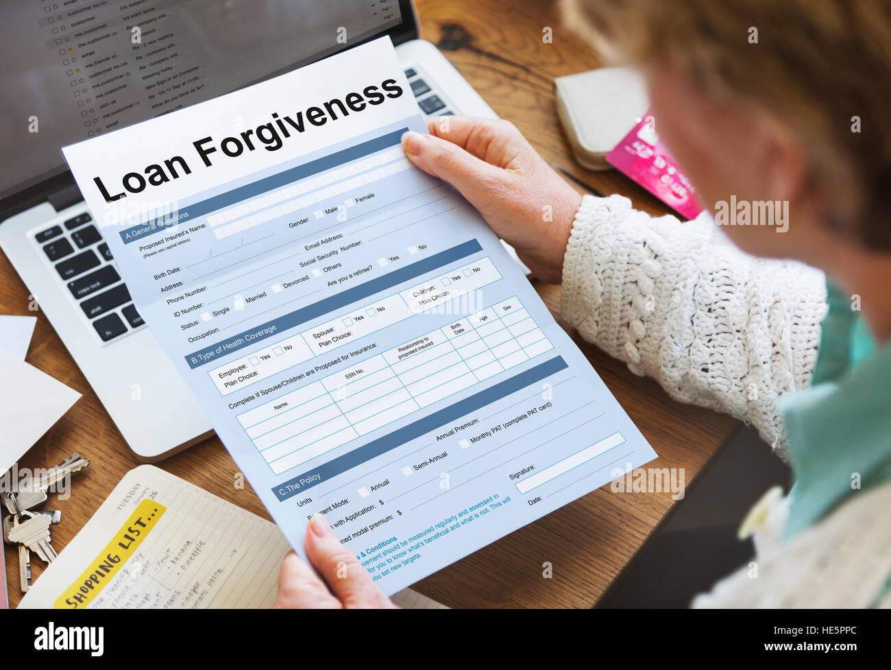 Loan Forgiveness Debt Filling Application Concept Stock Photo - Alamy