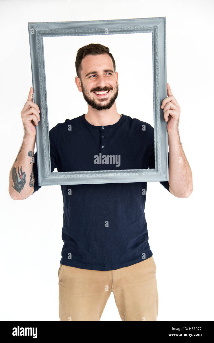 Handsome Guy Happiness Face Expression Concept Stock Photo - Alamy