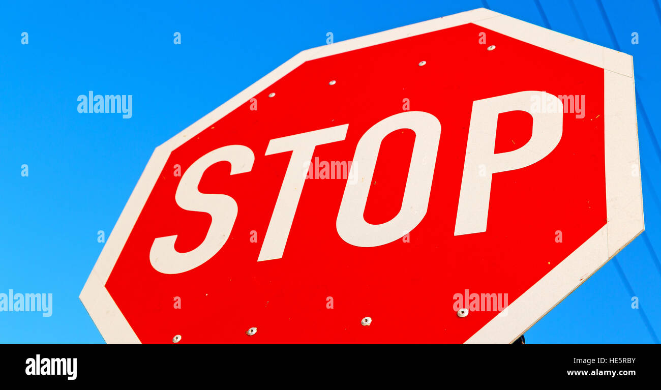the stop signal write in south africa and sky Stock Photo - Alamy
