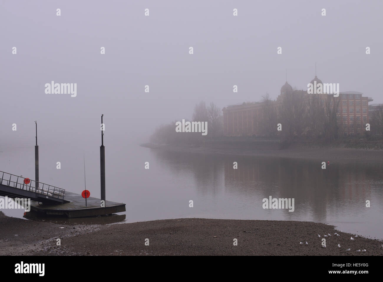 Harrods furniture depository residences and rowing boat ramp, River ...