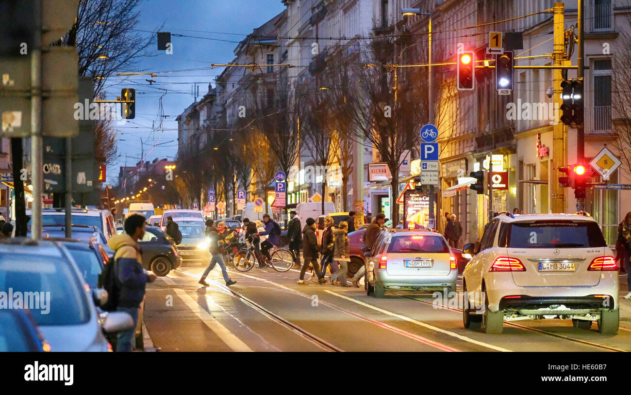 Leipzig, Germany. 17th Nov, 2016. View of the Eisenbahnstrasse street ...
