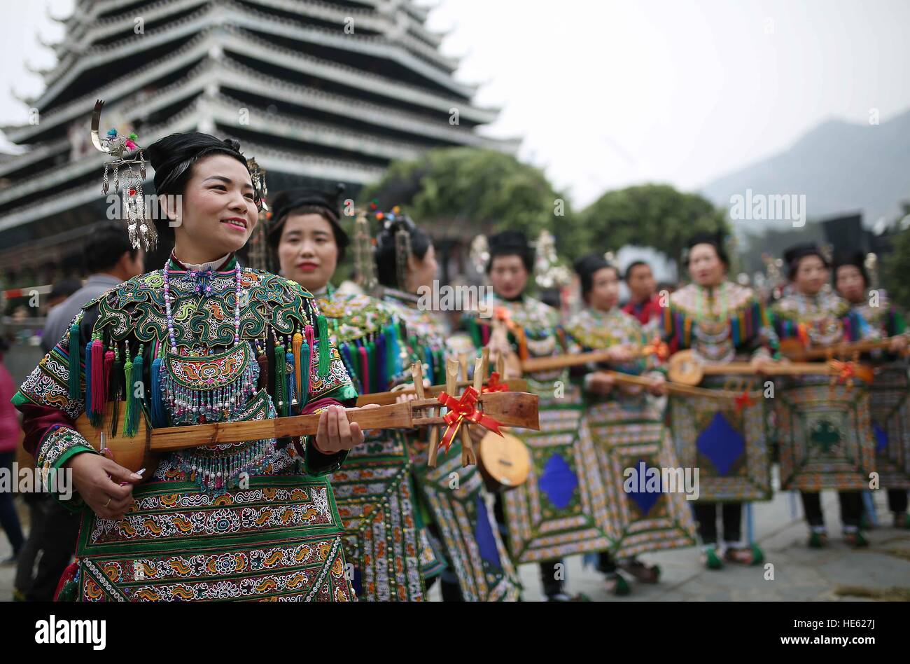 Qiandongnan, China's Guizhou Province. 18th Dec, 2016. People of the ...