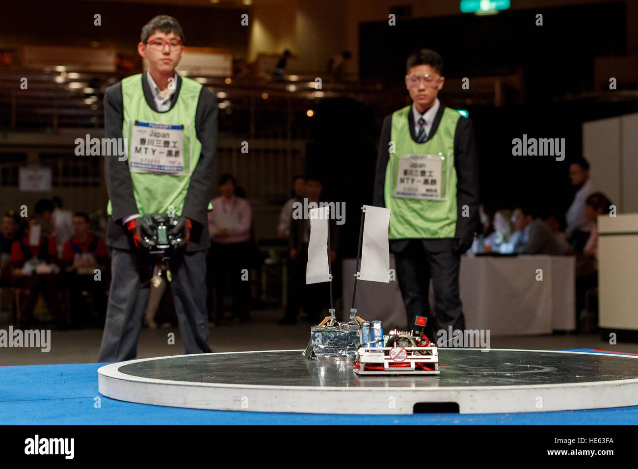 Tokyo, Japan. 18th Dec, 2016. International robot operators compete to ...