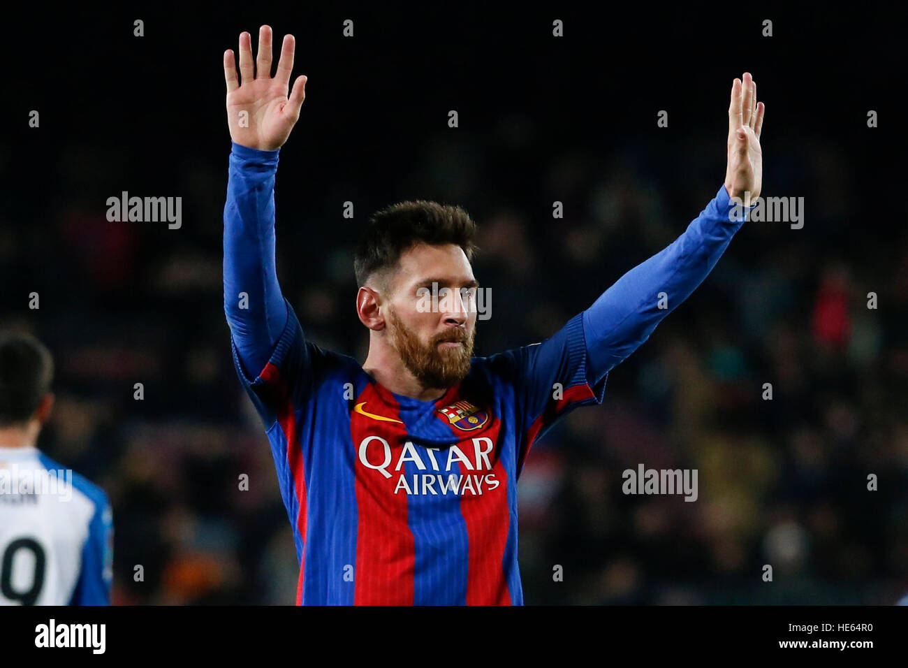 Barcelona, Spain. 18th Dec, 2016. Barcelona's Lionel Messi celebrates ...