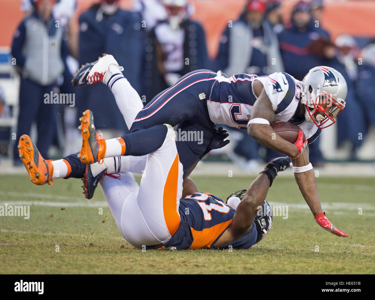 Denver, Colorado, USA. 18th Dec, 2016. Patriots RB DION LEWIS, top ...