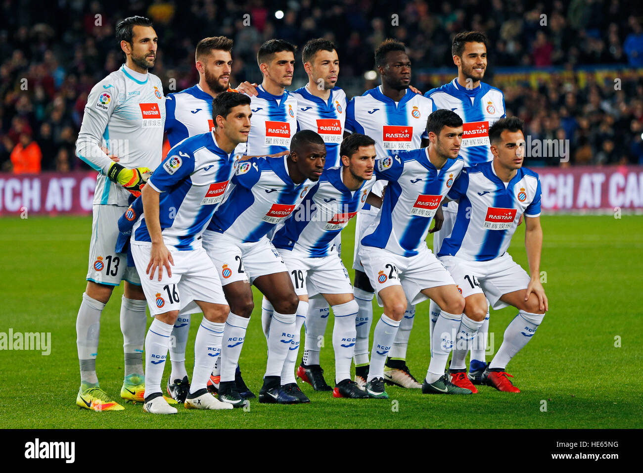 Barcelona, Spain. 18th Dec, 2016. Espanyol team group line-up Football ...