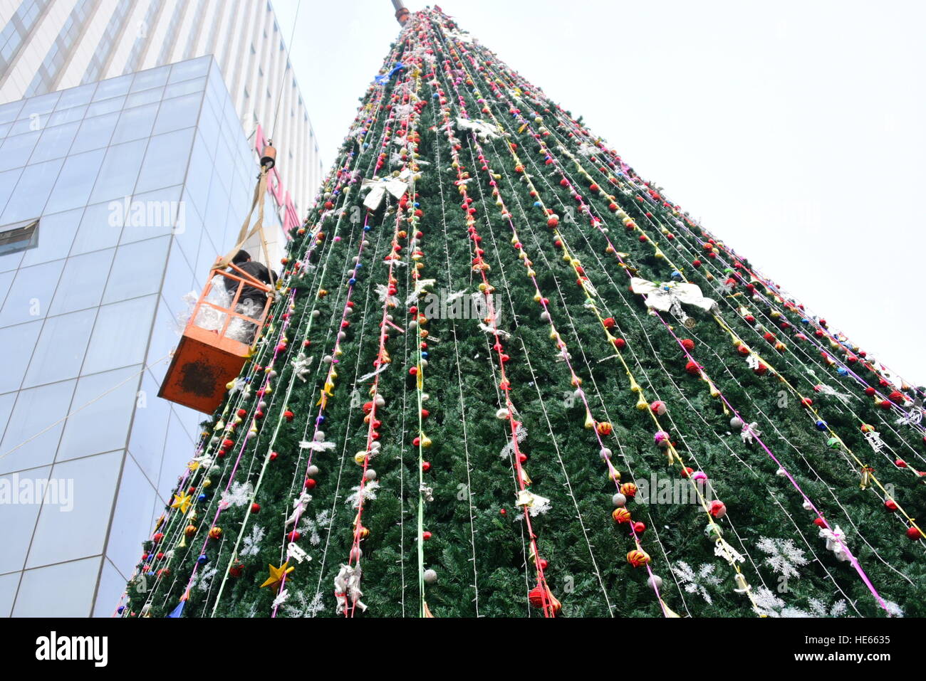 Zhengzhou, China. 18th Dec, 2016. .The 20-meter-tall Christmas tree ...