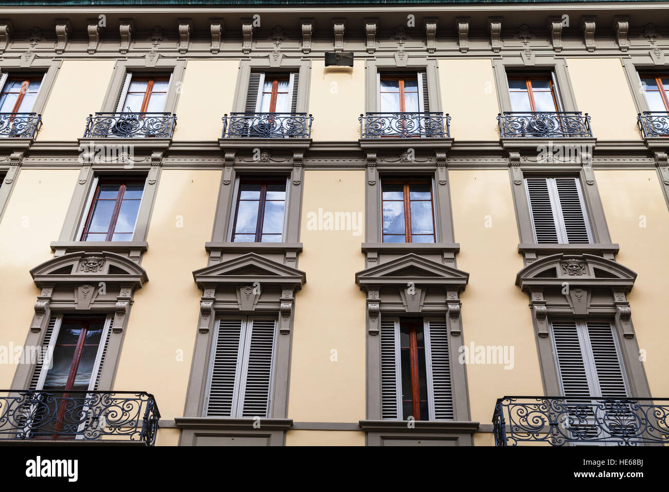 travel to Italy - facade of old urban building with windows and ...