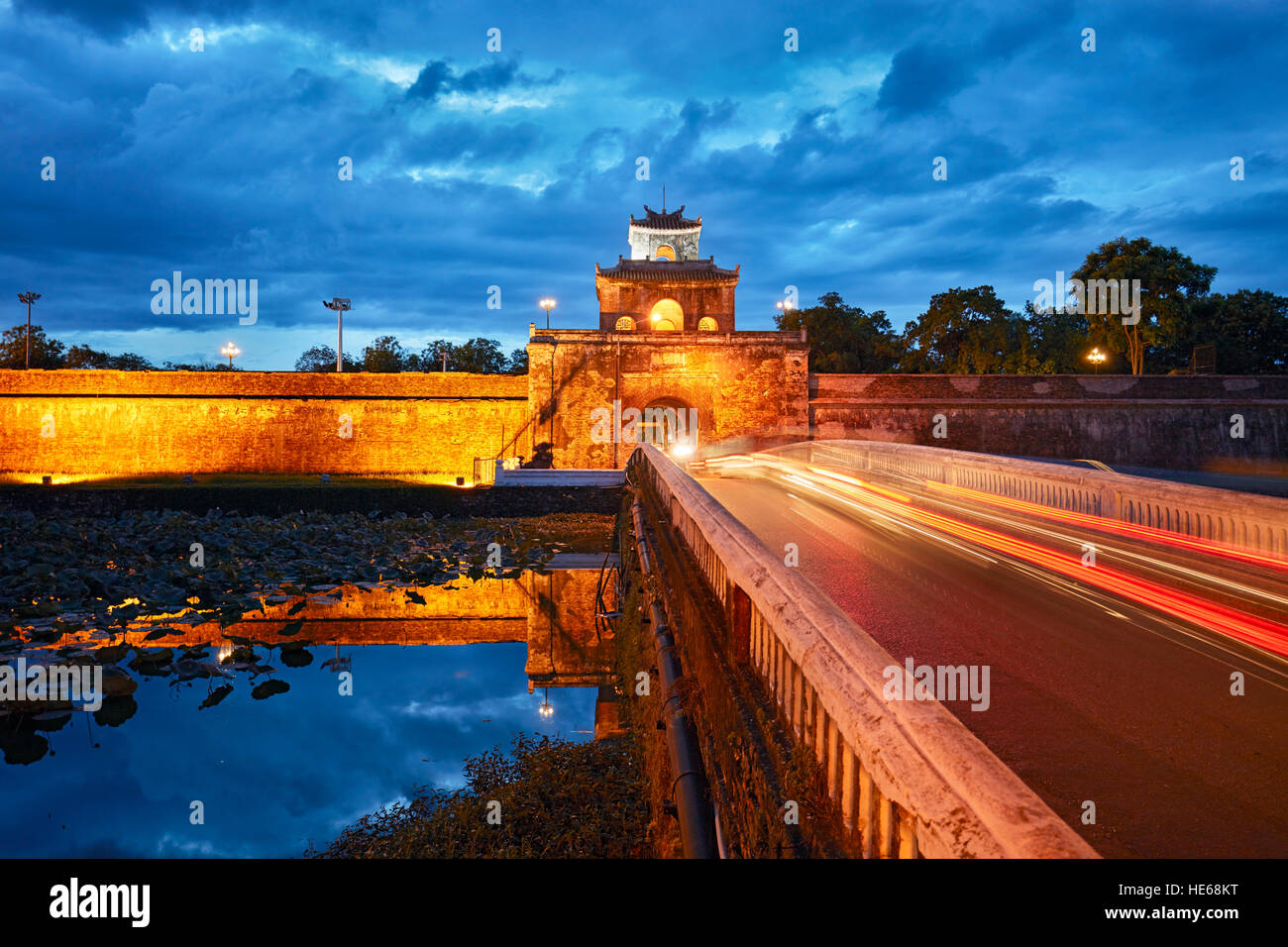 Illumination moat old horizontal building water hi-res stock ...