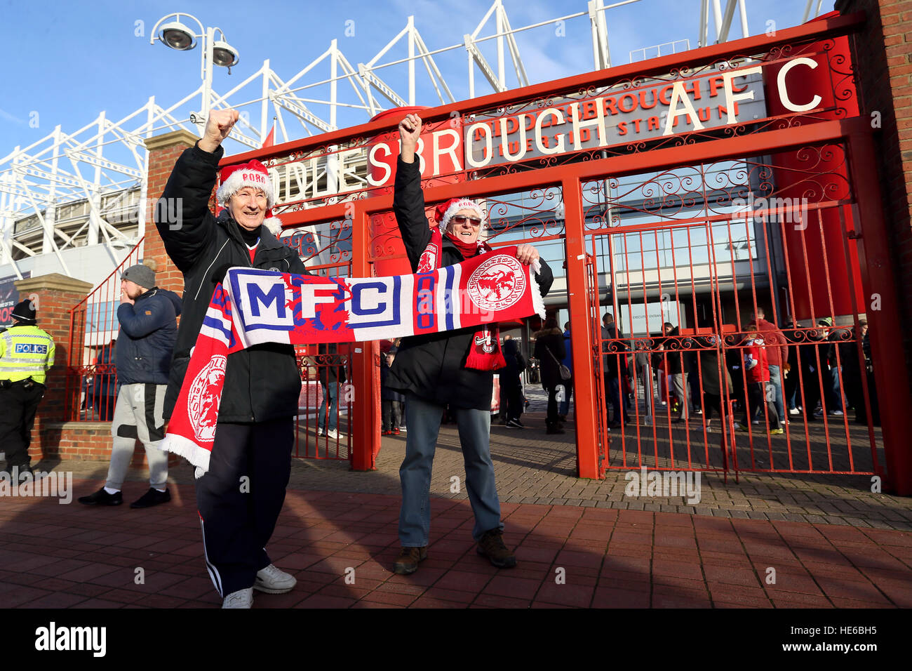Middlesbrough fans before the Premier League match at the Riverside ...