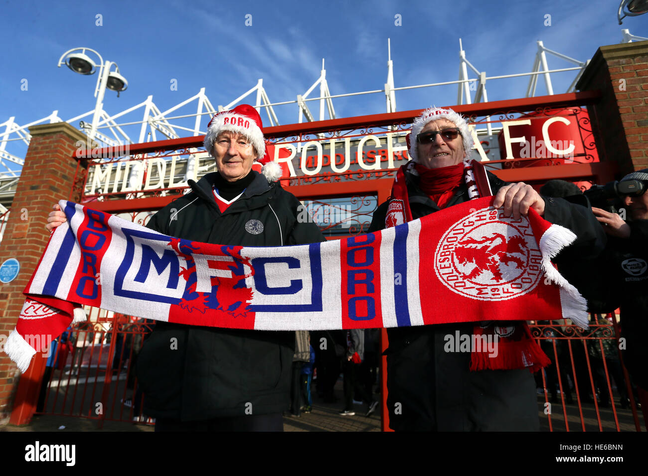 Middlesbrough fans before the Premier League match at the Riverside ...