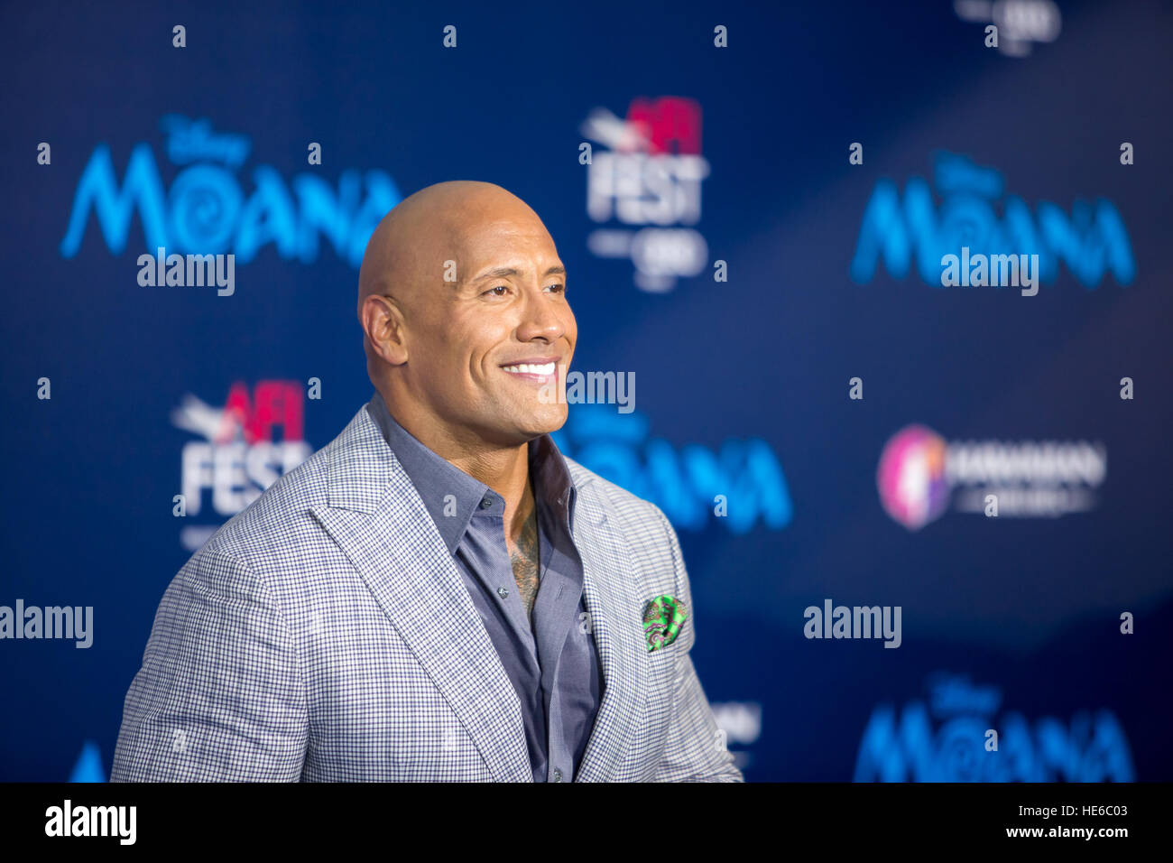 Dwayne Johnson attending the premiere of Disney's 'Moana,' during AFI ...