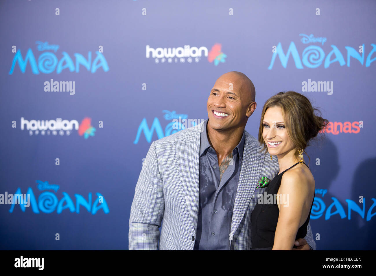 Dwayne Johnson and Lauren Hashian attending the premiere of Disney's 'Moana,' during AFI FEST ...