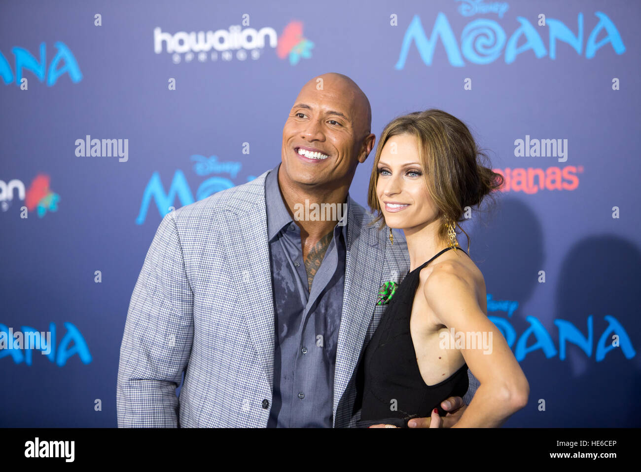 Dwayne Johnson and Lauren Hashian attending the premiere of Disney's 'Moana,' during AFI FEST ...