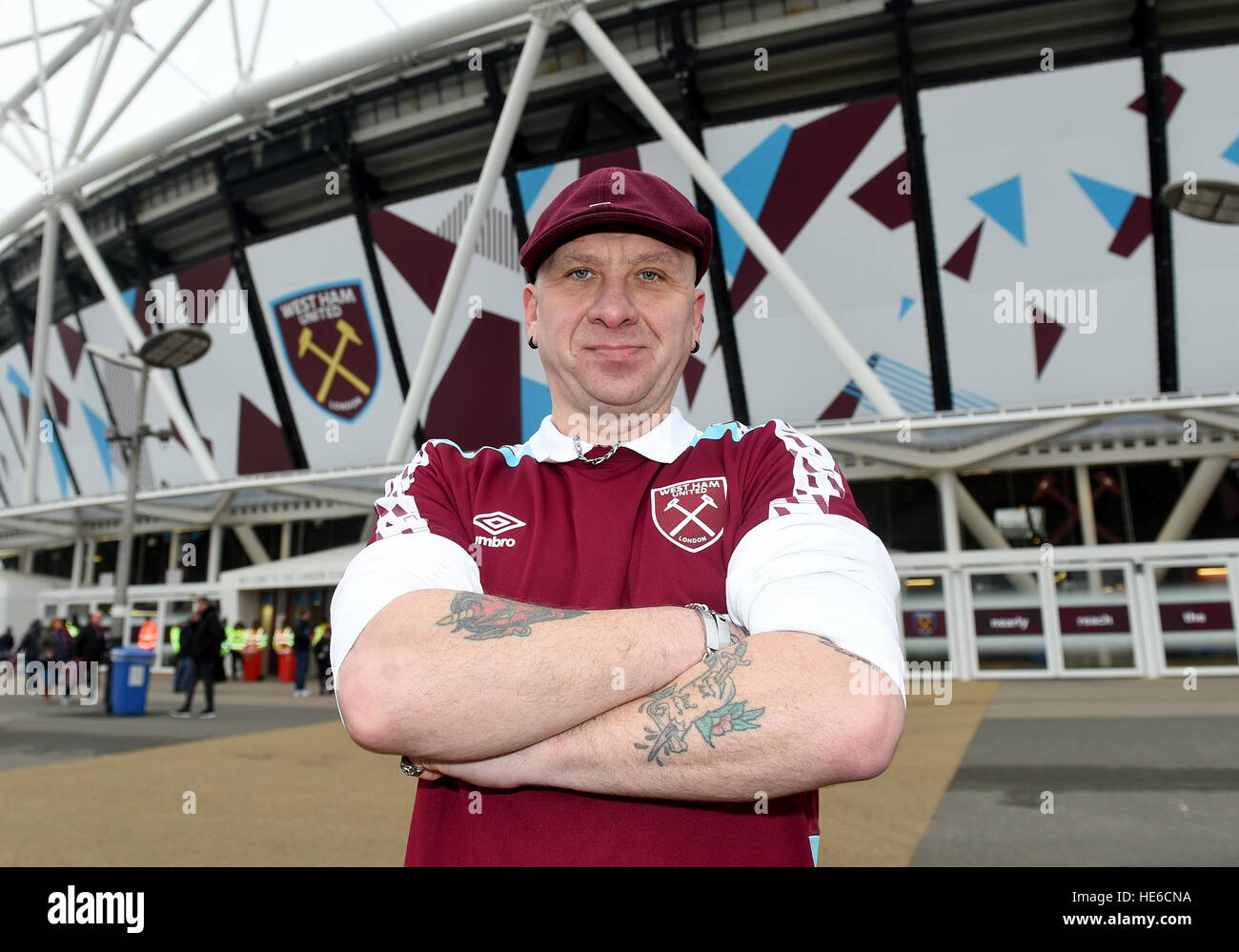 A West Ham United fan during the Premier League match at London Stadium ...